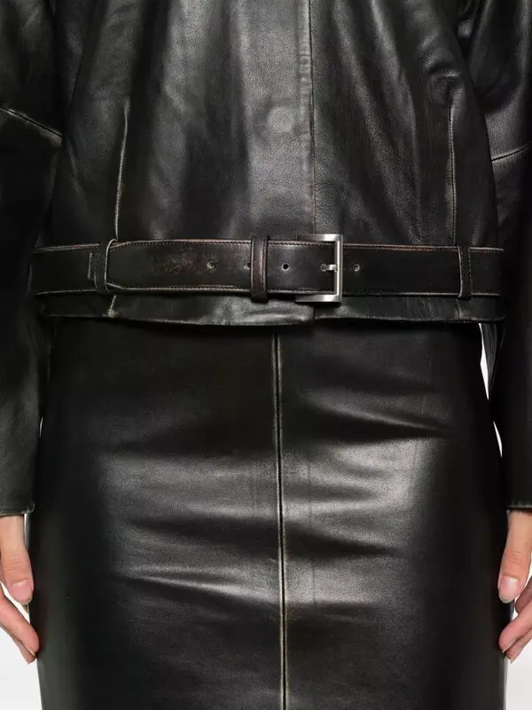 ST. AGNI Leather Belted Jacket