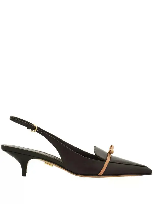 FERRAGAMO Pointed Slingback Pumps With Bow - Brown
