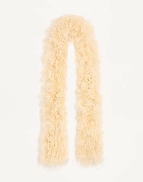 Valentino Garavani Feathers Scarf With Ostrich And Turkey Feathers - Cream