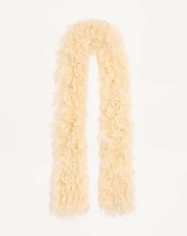 Valentino Garavani Feathers Scarf With Ostrich And Turkey Feathers - Cream
