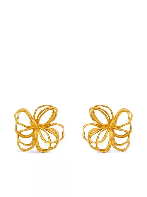 Oscar De La Renta Floral Stud Earrings - Gold