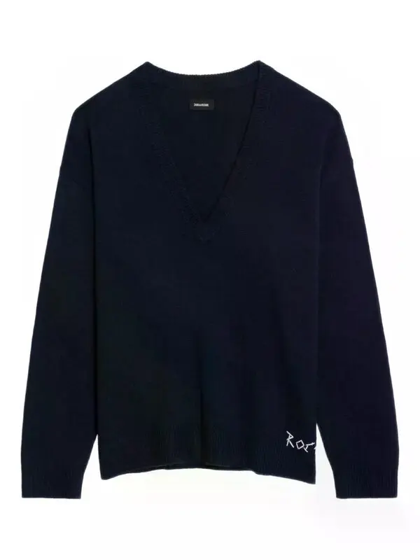 Zadig&Voltaire Swyny V-neck Embroidered Sweater - Blue