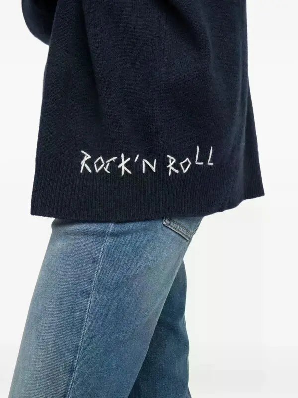 Zadig&Voltaire Swyny V-neck Embroidered Sweater - Blue