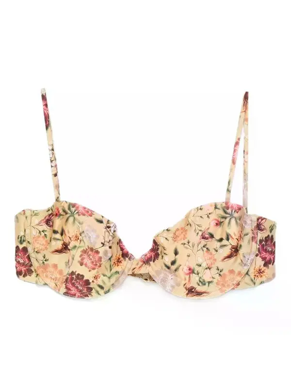 Agua Bendita Floral Bikini Top - Yellow