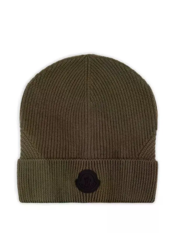 Moncler Ribbed-knit Beanie Hat - Green