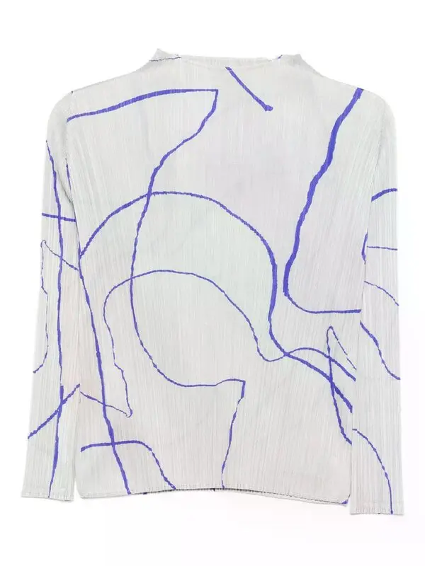 Issey Miyake Graphic Pleated Blouse