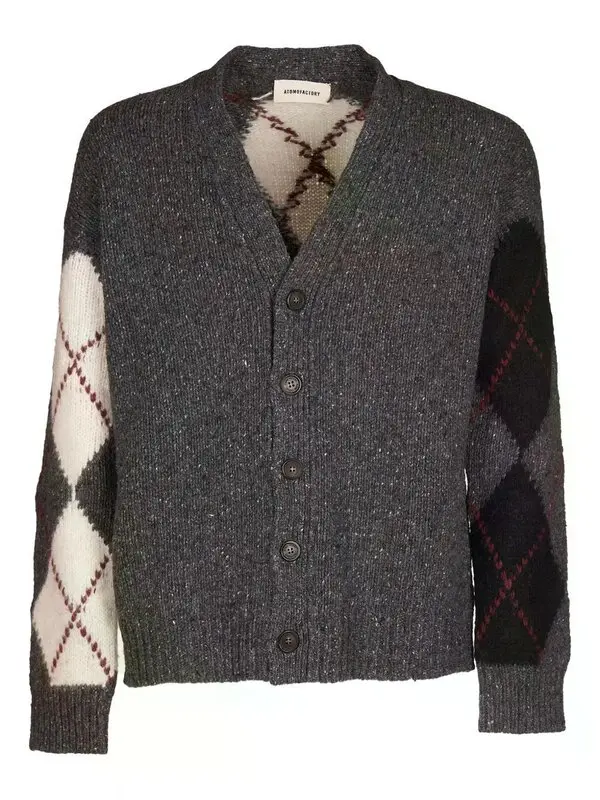 ATOMO FACTORY Argyle-pattern Button Cardigan