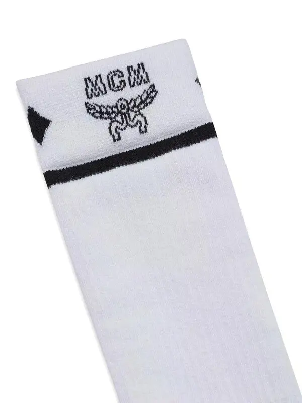 Mcm Logo-jacquard Crew Socks
