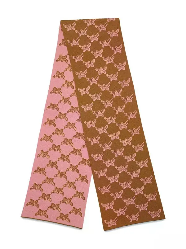 Mcm Reversible Lauretos Jacquard Wool Scarf - Pink