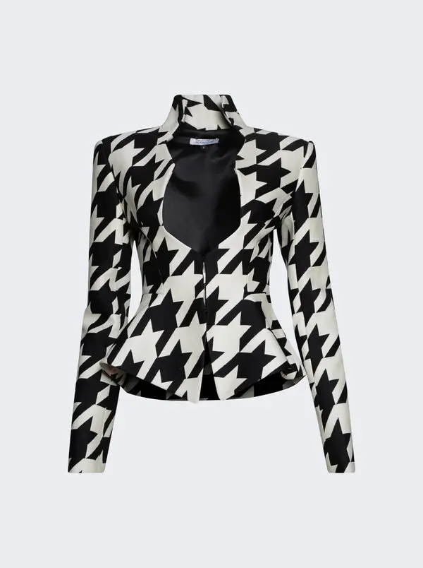 LAQUAN SMITH Houndstooth Peplum Blazer