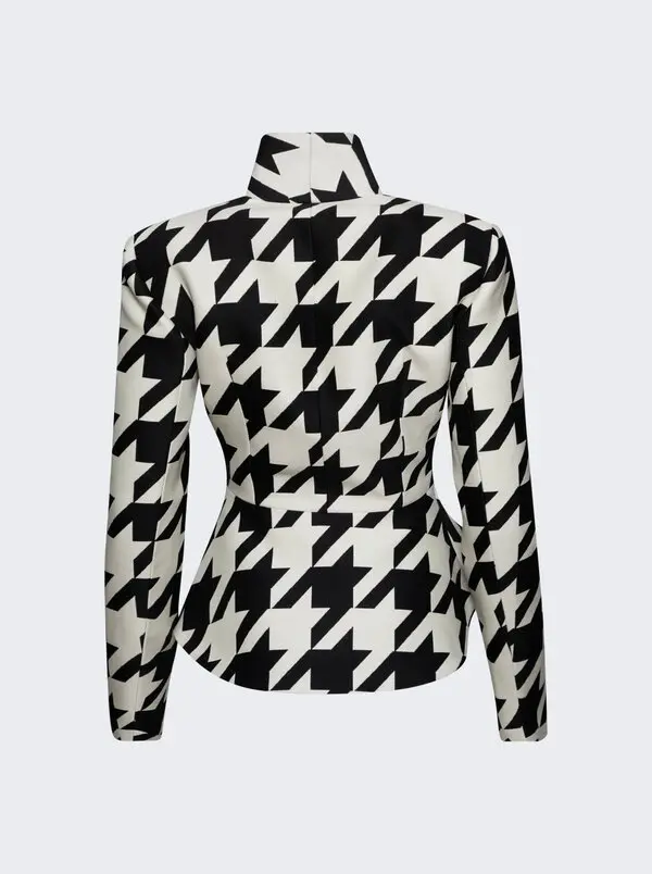 LAQUAN SMITH Houndstooth Peplum Blazer