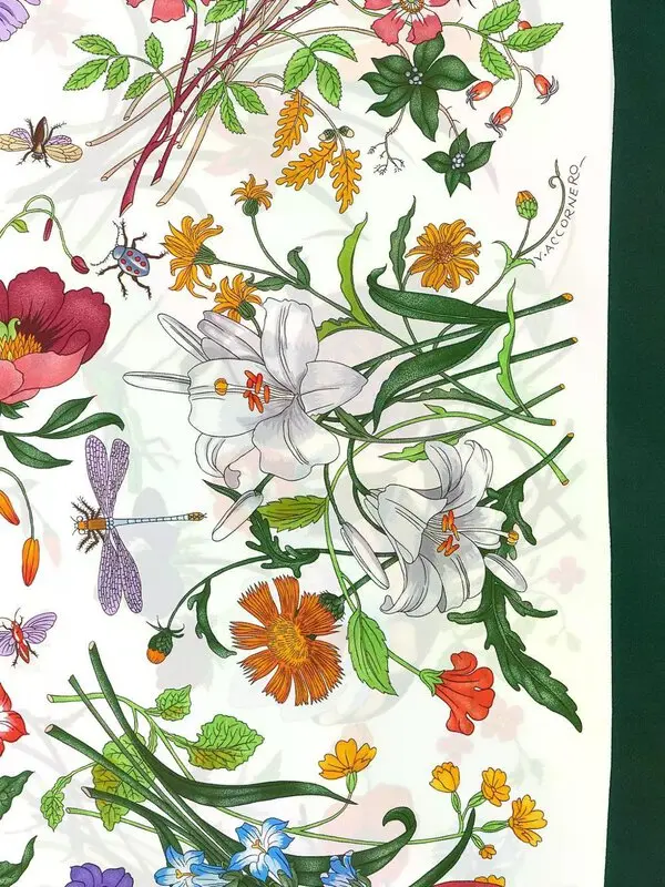 Gucci Flora Print Silk Scarf - White