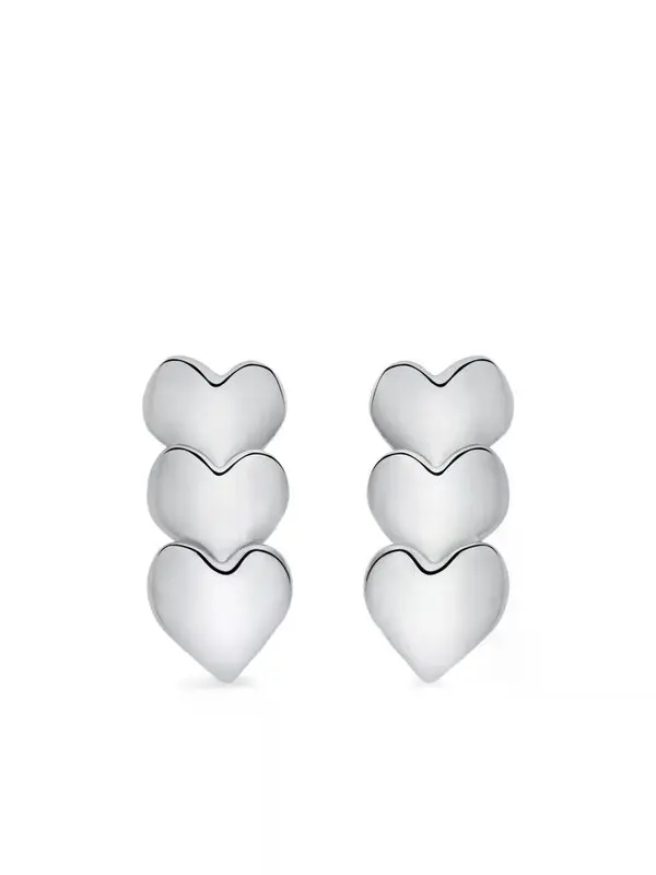 Oscar De La Renta Heart Drop Earrings - Silver