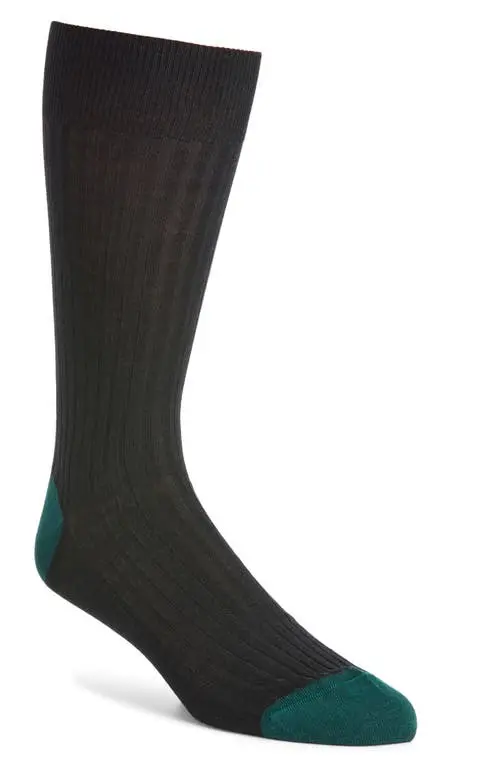 Pantherella Stratford Merino Wool Blend Dress Socks - Black