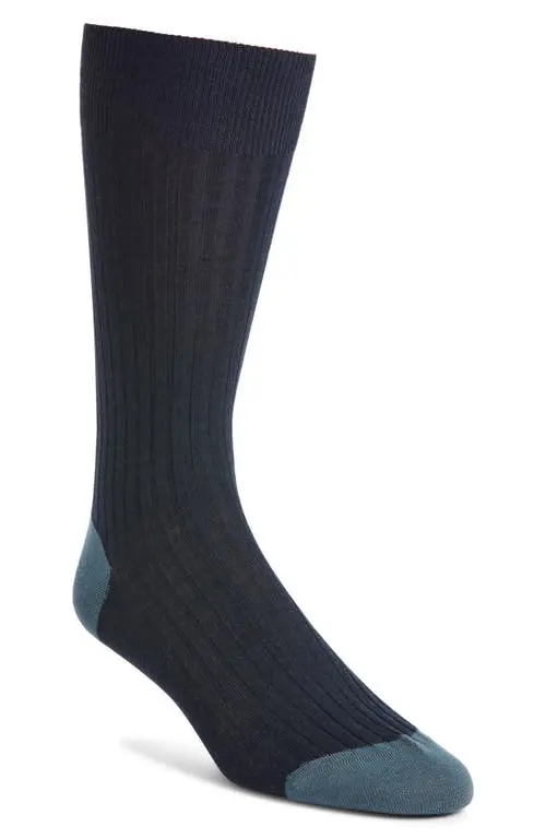 Pantherella Stratford Merino Wool Blend Dress Socks - Navy
