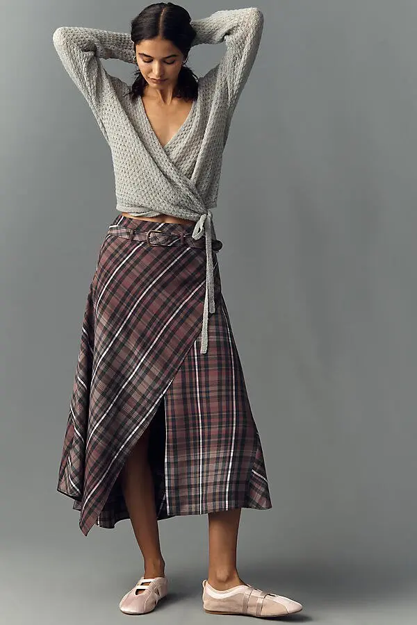 FLAT WHITE Ballet Wrap Cardigan Top - Light Grey