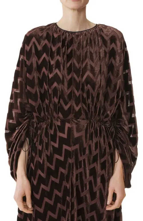 LANVIN Devoré Velvet Midi Dress - Mocha