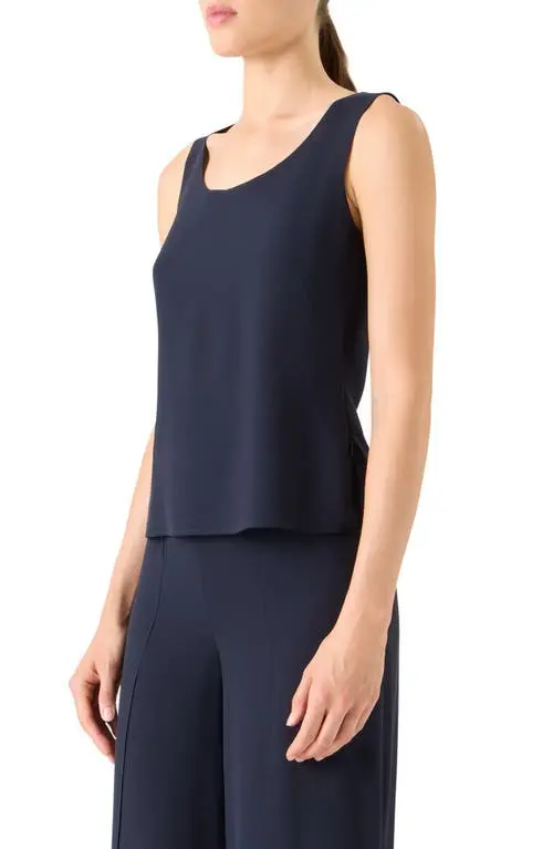 Akris Scoop Neck Silk Tank - Navy