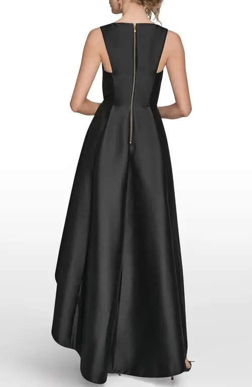 Donna Karan New York High-low Gown With Exposed Zipper - Black