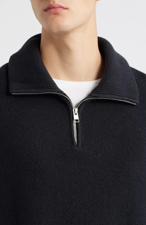 FRAME Half Zip Wool & Cotton Sweater - Black