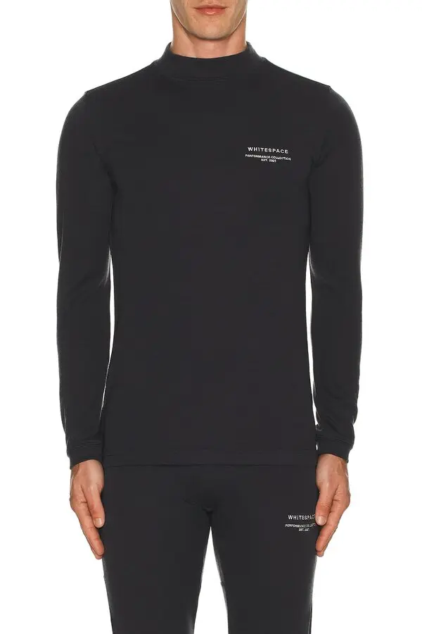 WHITESPACE Merino Mock Neck Baselayer T-shirt - Phantom