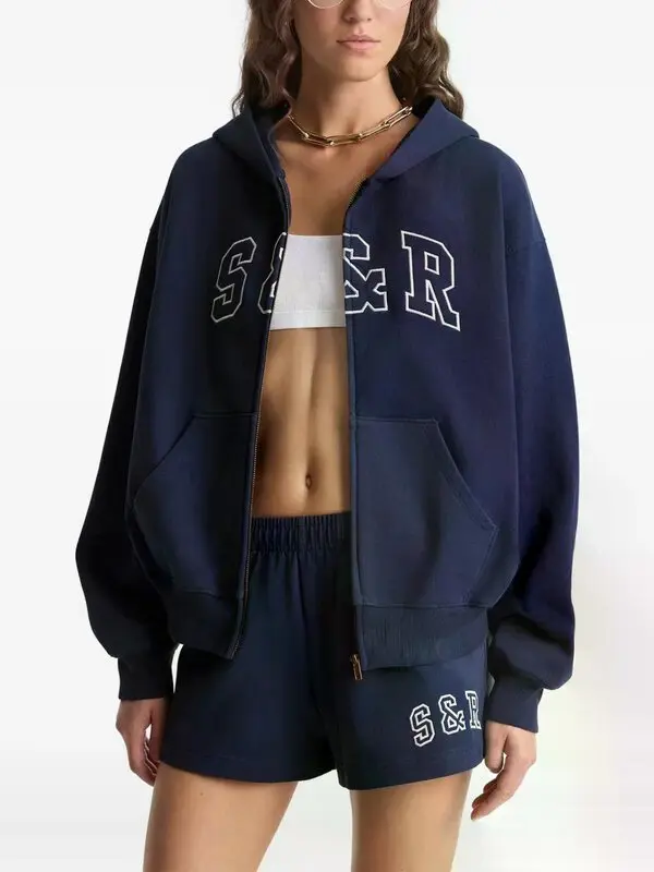 SPORTY & RICH Logo Zip Hoodie