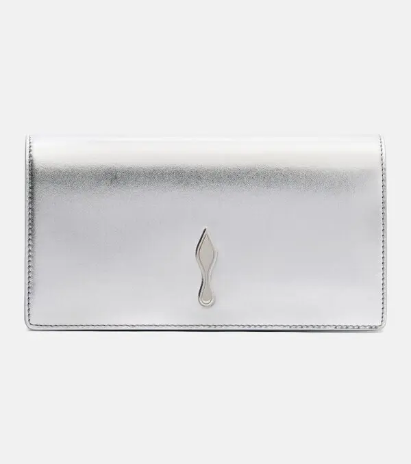CHRISTIAN LOUBOUTIN Bettina Metallic Leather Clutch - Silver