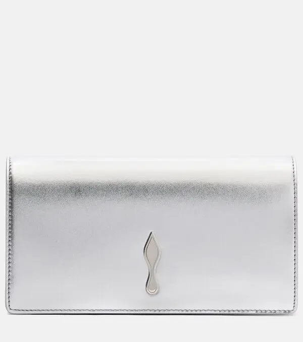 CHRISTIAN LOUBOUTIN Bettina Metallic Leather Clutch - Silver
