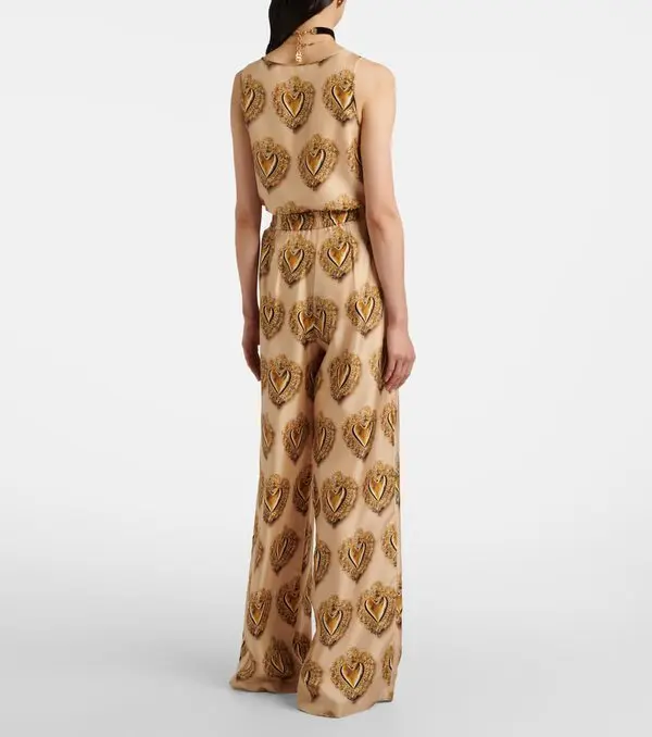 Dolce & Gabbana Printed High-rise Silk Palazzo Pants - Yellow