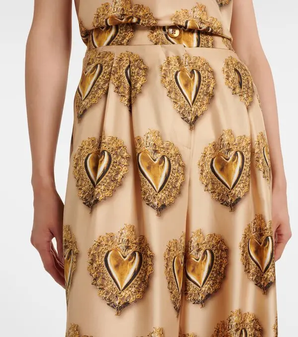 Dolce & Gabbana Printed High-rise Silk Palazzo Pants - Yellow