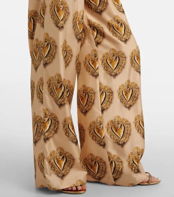 Dolce & Gabbana Printed High-rise Silk Palazzo Pants - Yellow