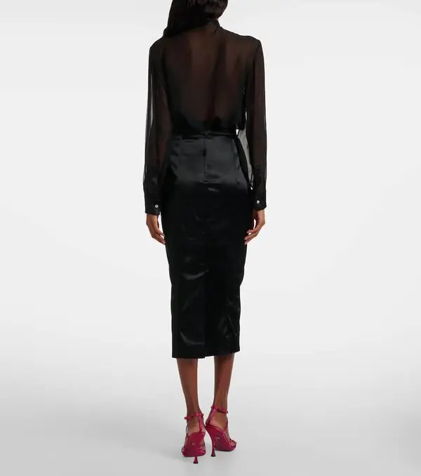 Dolce & Gabbana High-rise Satin Pencil Skirt - Black