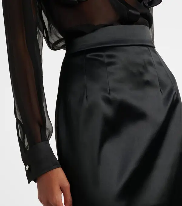Dolce & Gabbana High-rise Satin Pencil Skirt - Black