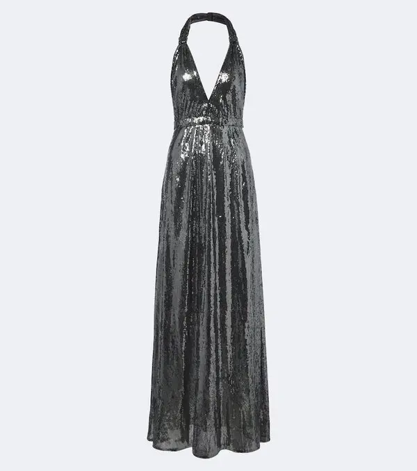 Dolce & Gabbana Sequined Halterneck Gown - Silver