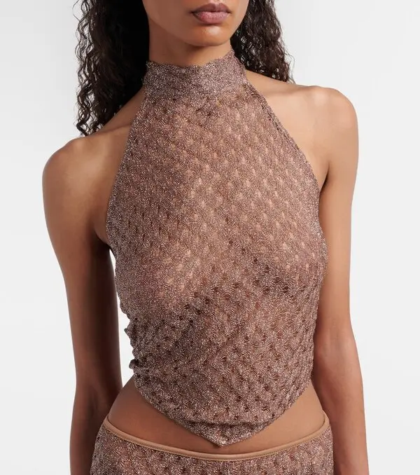 Missoni Open-knit Lamé Halterneck Top