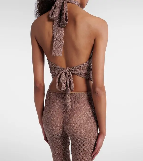 Missoni Open-knit Lamé Halterneck Top
