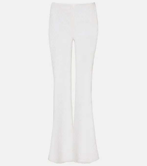 Missoni Open-knit Lamé Wide-leg Pants - White