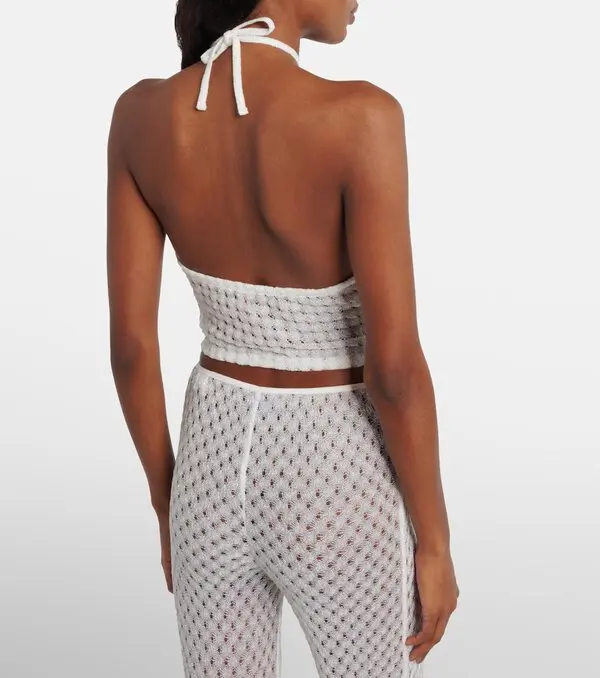 Missoni Open-knit Lamé Wide-leg Pants - White