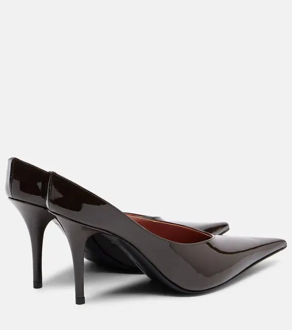 Amina Muaddi Anok 90 Patent Leather Pumps - Brown