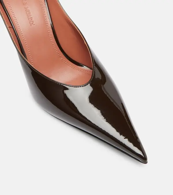 Amina Muaddi Anok 90 Patent Leather Pumps - Brown