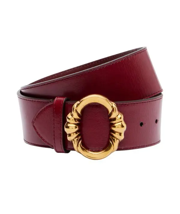 Etro Leather Belt - Burgundy