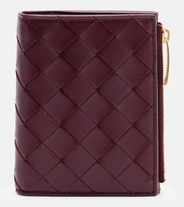 Bottega Veneta Intrecciato Small Leather Wallet - Burgundy
