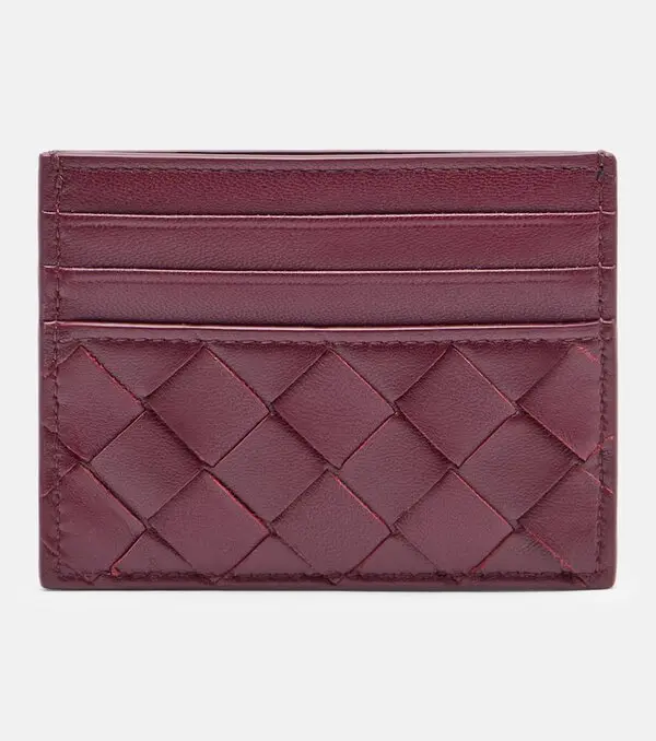 Bottega Veneta Intrecciato Leather Card Holder - Burgundy