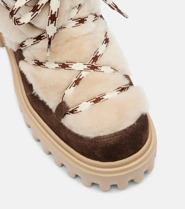 Hogan Suede And Shearling Lace-up Boots