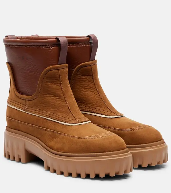 Hogan Shearling-lined Leather Ankle Boots