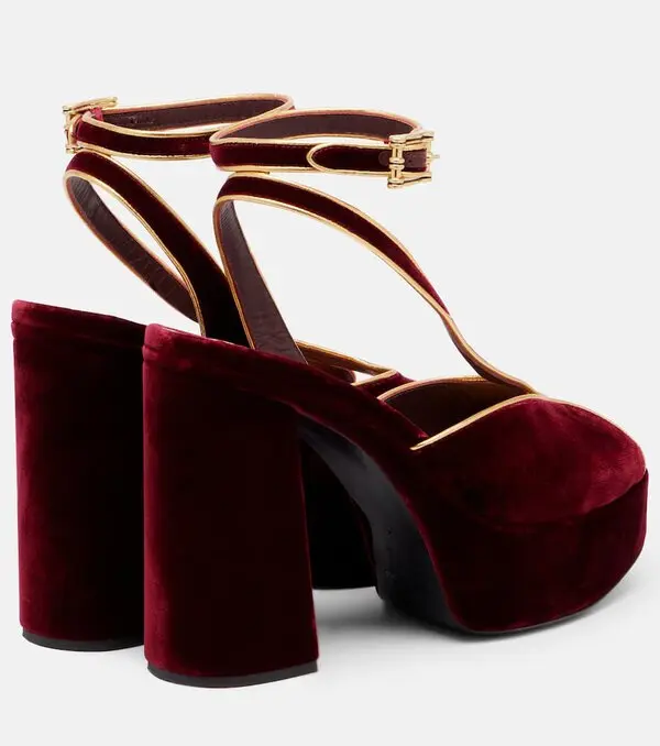 Etro 120 Velvet Platform Sandals - Burgundy