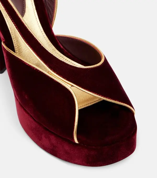 Etro 120 Velvet Platform Sandals - Burgundy