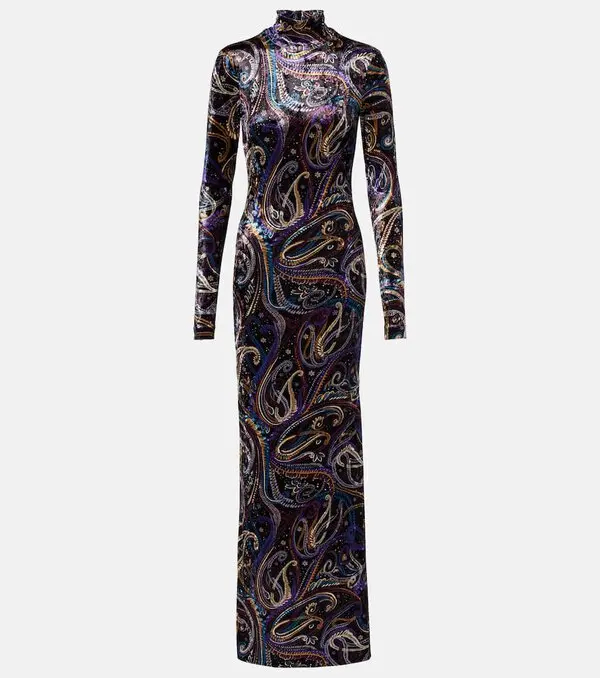 Etro Sequined Turtleneck Gown