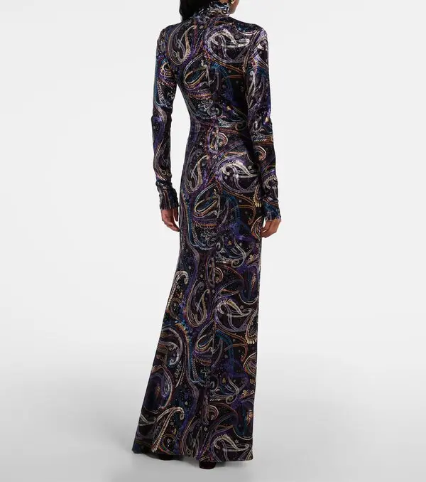 Etro Sequined Turtleneck Gown