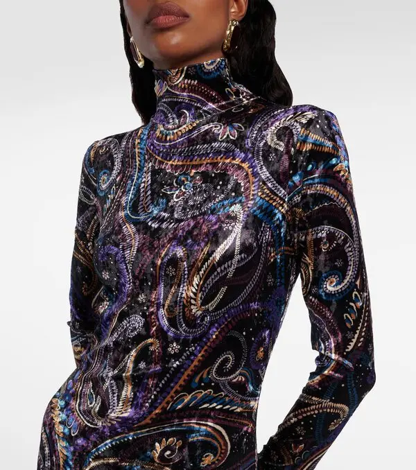 Etro Sequined Turtleneck Gown